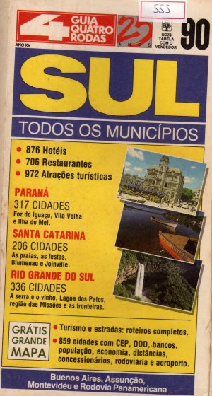 Guia Quatro Rodas Sul 1990 - Editora Abril